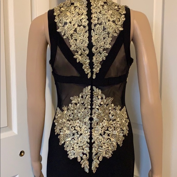bebe | Dresses | Bebe Long Gown Black And Gold Dress Prom Formal | Poshmark